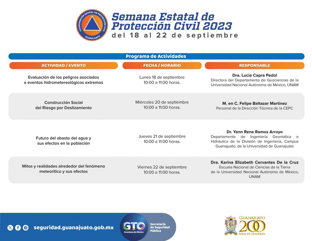 Semana Estatal de Protección Civil 2023 – Secretaría de Seguridad y Paz del Estado de Guanajuato